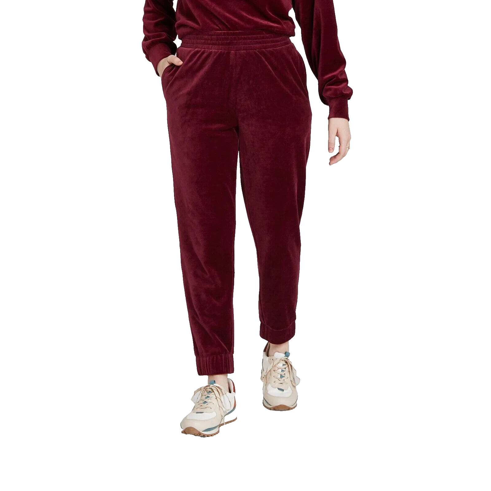 Wild Fable Women's High Rise Velour Jogger Burgundy Red Size Small | eBay
