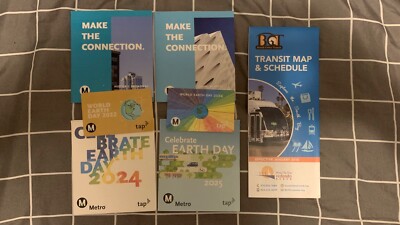 Lot of Six Metro TAP Cards & Beach Cities Transit Map & Schedule | eBay