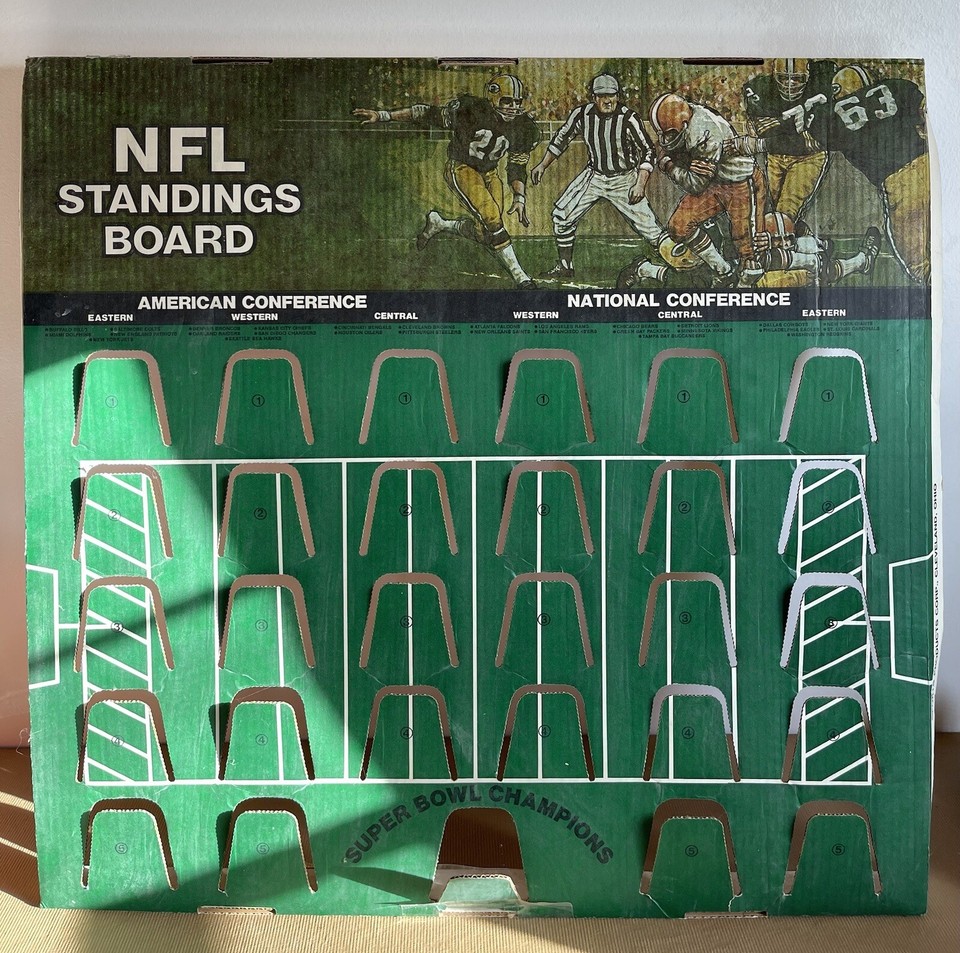 VTG 1977 NFL STANDINGS BOARD MINI HELMETS COMPLETE SET W/ CARDBOARD ...