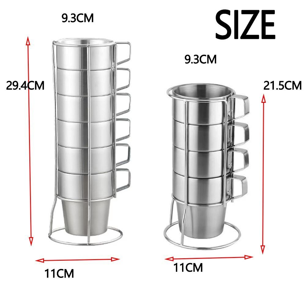 Stainless Steel Coffee Mugs Stackable Camping Mug Set Water Cup Anti ...