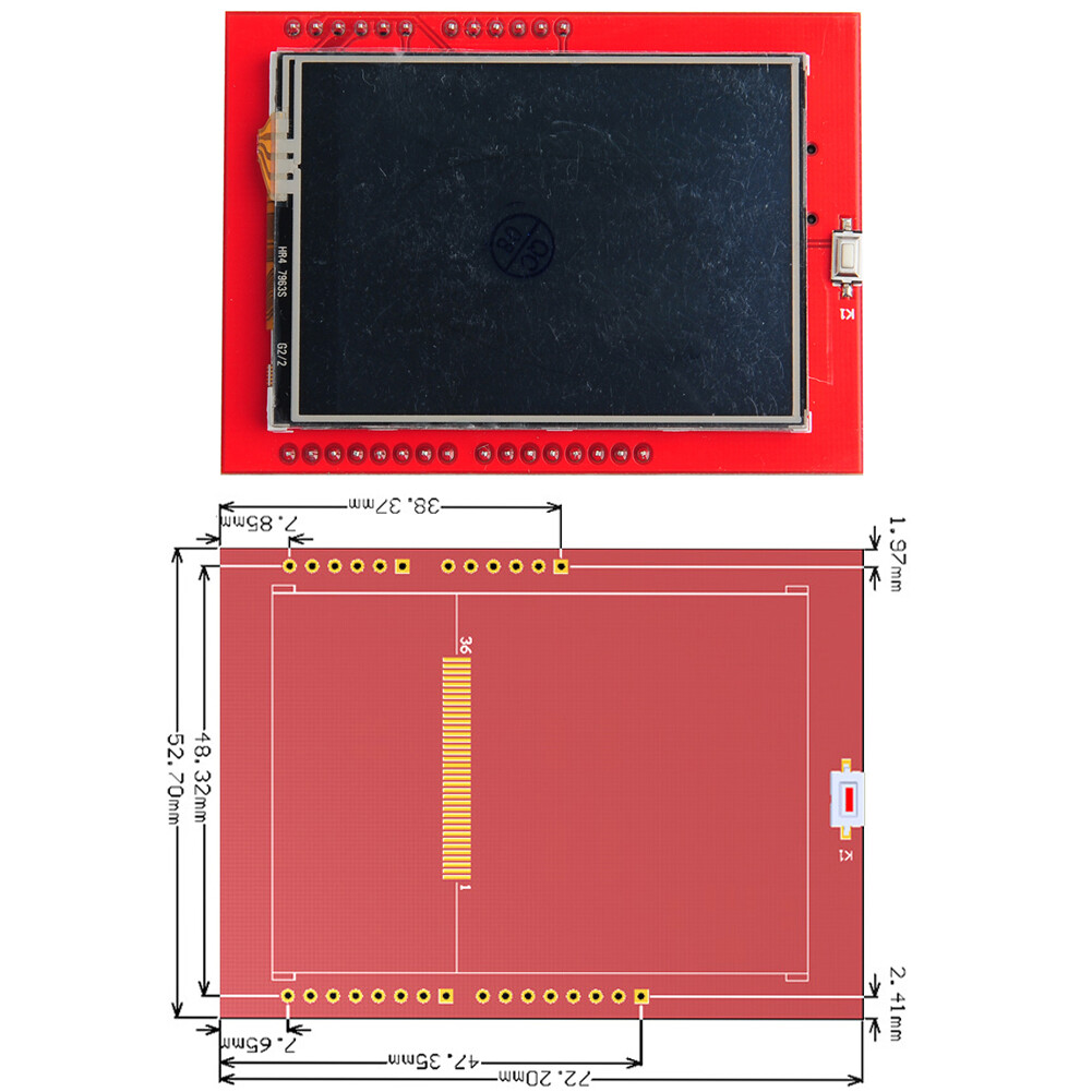 2.4" TFT LCD Shield ILI9341 Display Module 320x240 Resistive ...