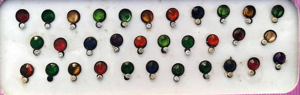 India Traditional Multicolor Bridal Decorative Gem Bindi Sticker ...
