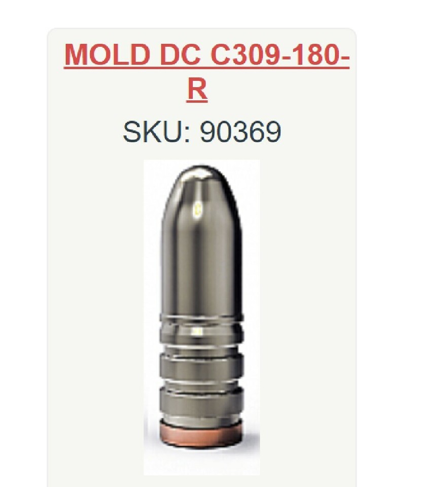 LEE 2 Cavity Bullet Mold 90369 C309-180-R 30 Caliber 30/30 30/06 308 ...