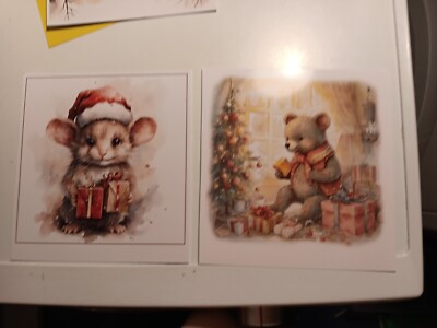 2X GLOSSY SHEETS FOR SCRAPBOOKING/LAY OUT CARDS CHRISTMAS 14X14 CM NEW ...