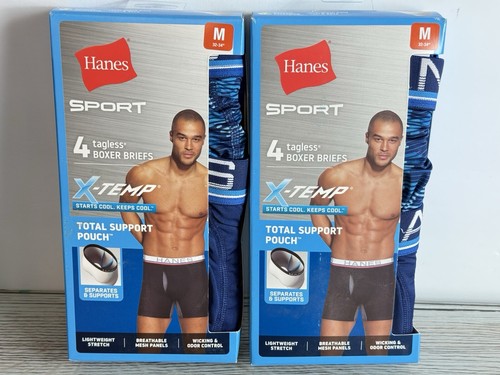 Hanes Sport 4 Tagless X-Temp Boxer Briefs Men's Size M Total Support ...