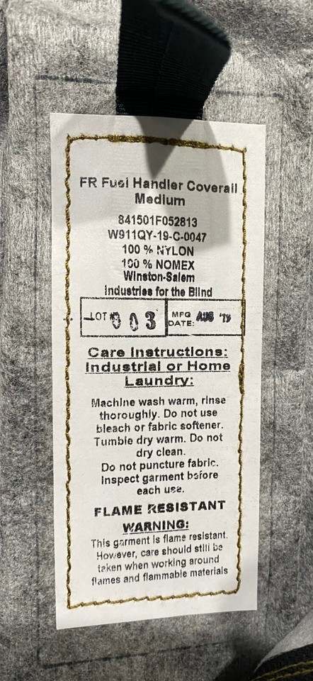 USGI JP-8 FR Fuel Handler Coverall Coyote Brown "NEW" | eBay