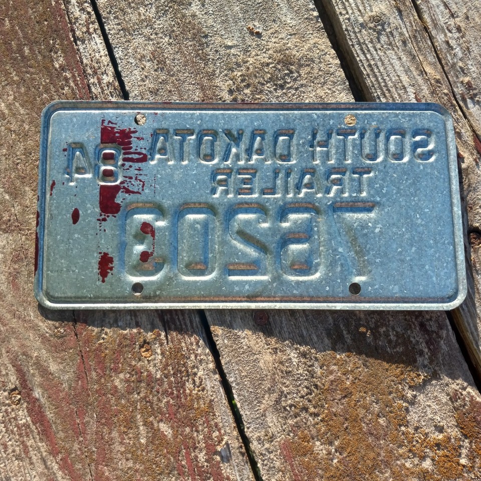 1984 South Dakota TRAILER License Plate - "76203" (red on white) 84 | eBay