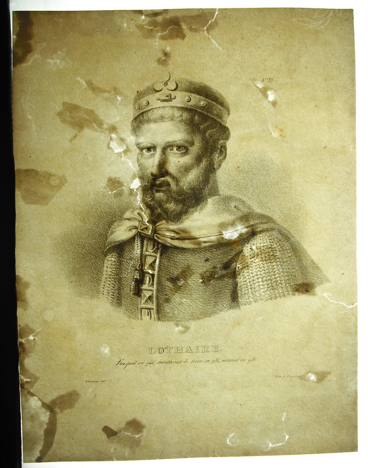 Antico Stampa Lothaire Ier Re Italia, di Lotaringia E Imperatore Di ...