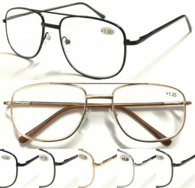 R43 Double Bridge Reading Glasses/Spring Hinges/Large Frame Design/Easy ...