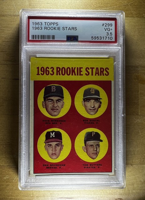 1963 Topps - Rookie Stars #299 Bob Dustal, Tom Butters, Dave Morehead ...