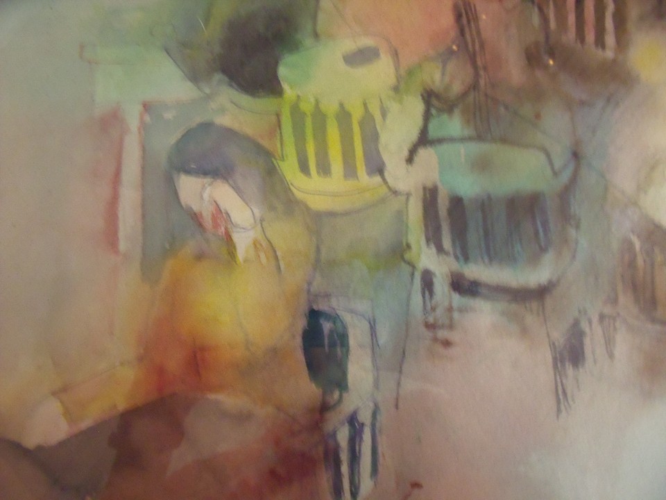 KAREN BRUSSAT BUTLER (AMER) “THE RATH” WATERCOLOR CA 1980 SIGNED CUSTOM ...