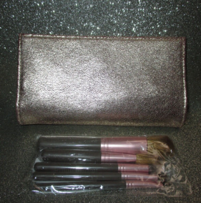 Bareminerals Gold Shimmer Makeup Case + 5 Piece Makeup Brush Set | eBay