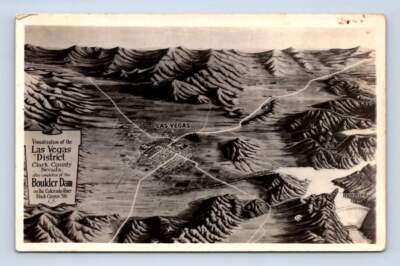 Las Vegas "Visualization" Vintage Hoover Dam PreConstruction RPPC Map ...