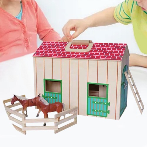 Barn Playset Toy Toy Horse Figures Miniatures Stable for Kids Boys ...