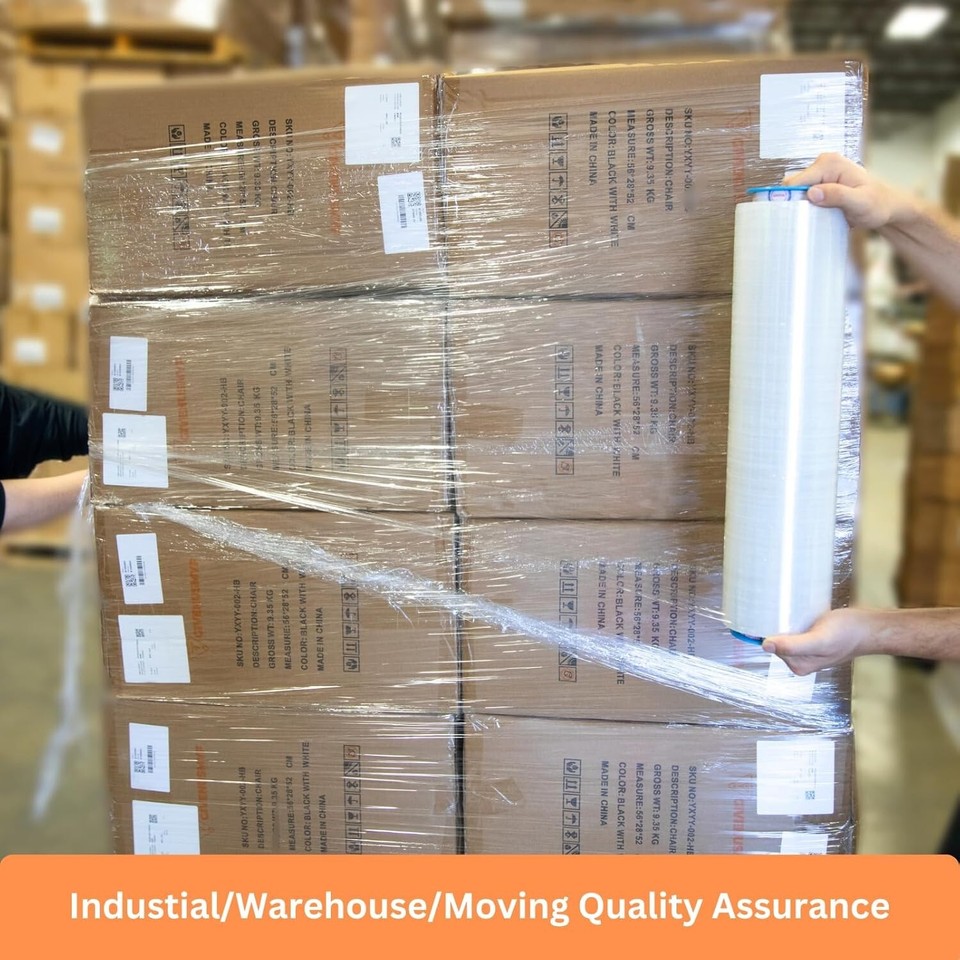 18" x 1100 FT 60 Gauge 4 Rolls Pallet Wrap Stretch Film Hand Shrink ...