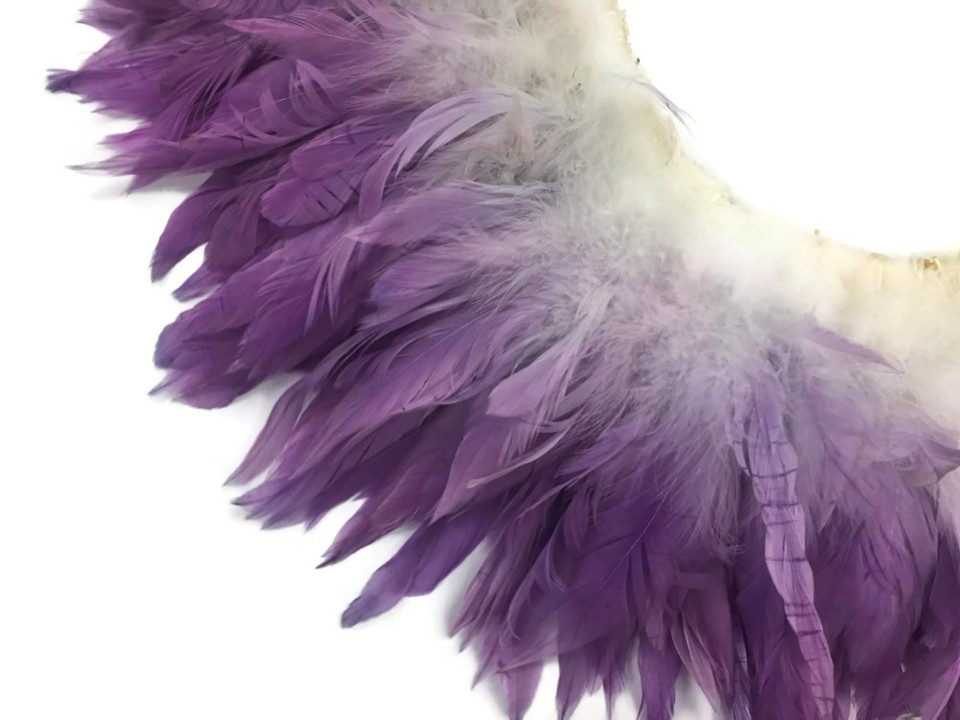2 Inch Strip - Purple Silver Two Tone Bleached & Dyed Strung Rooster ...