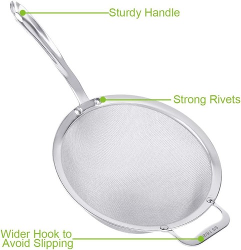 9" Large Mesh Strainer, Stainless Steel 18/8 Extra Fine Quinoa Sieve ...