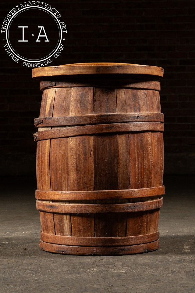 Early 20th-Century Wooden Storage Barrel with Lid | eBay