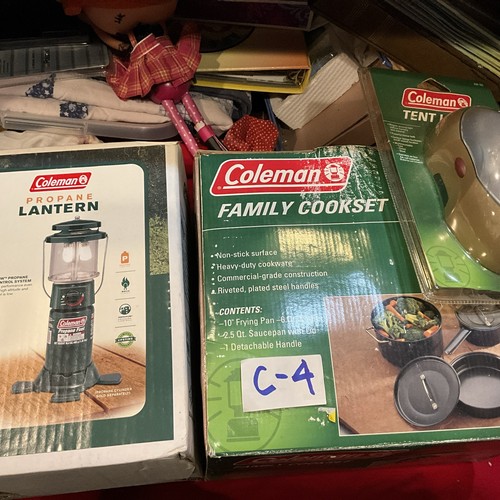 Coleman Camping Lot. Lantern/Tent Light/ Family Cook Set. See Pictures ...