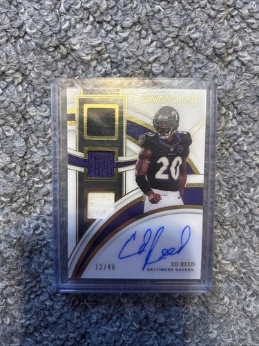 2022 Immaculate Ed Reed Player Worn Triple Patch Auto /49 Ravens | eBay