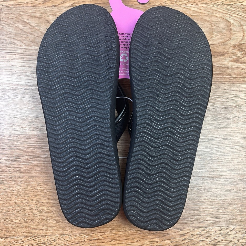 Pedi Couture Pedicure Sandals Built in Toe Separators Black Large 8.5-9 ...