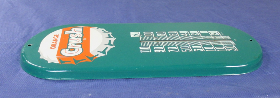 Vintage ORANGE CRUSH Soda Thermometer Tin Sign Rare Green Oval ~ WOW ...