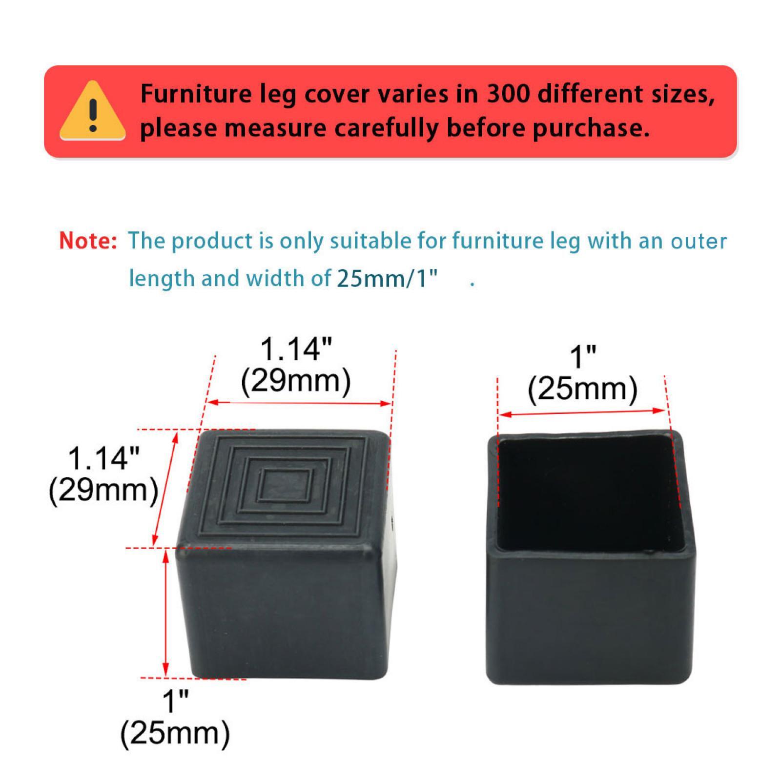 Chair Desk Leg Caps Furniture Feet Cover Floor Protector 8pcs 1"x1 ...