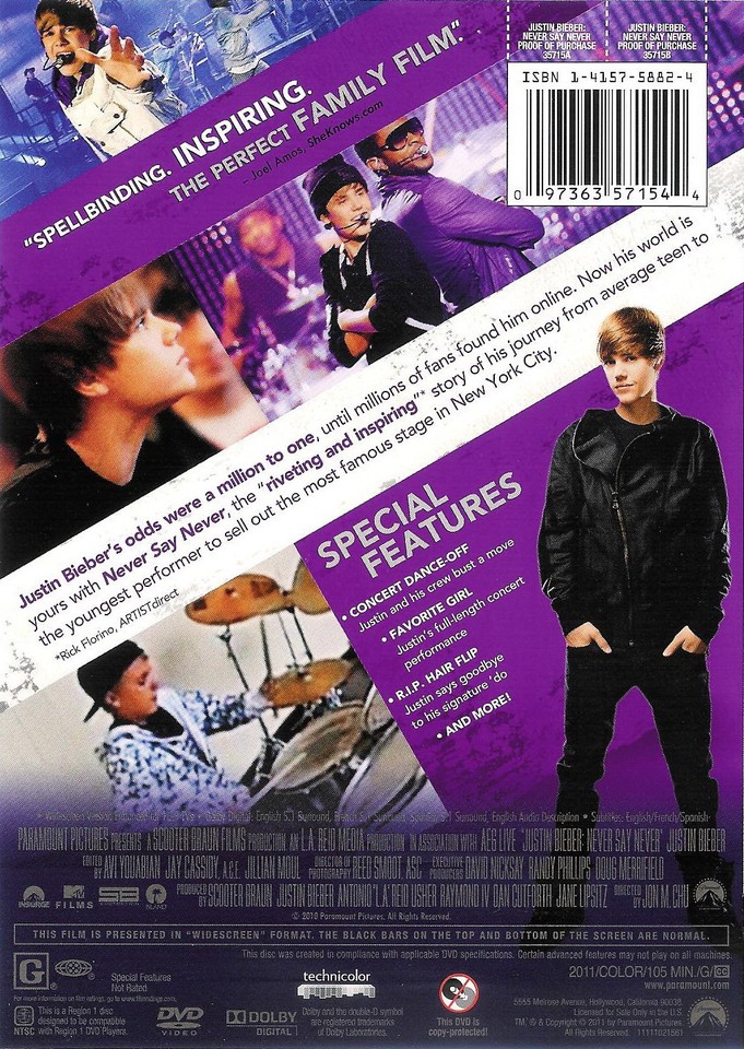 Justin Bieber - Never Say Never - DVD WS 97363571544 | eBay