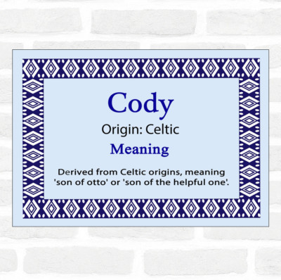 Cody Name Meaning Blue Certificate | eBay