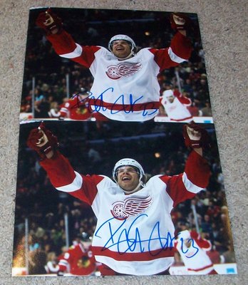 LOT OF 2 BRAD STUART SIGNED AUTOGRAPH DETROIT RED WINGS 8x10 PHOTOS w ...