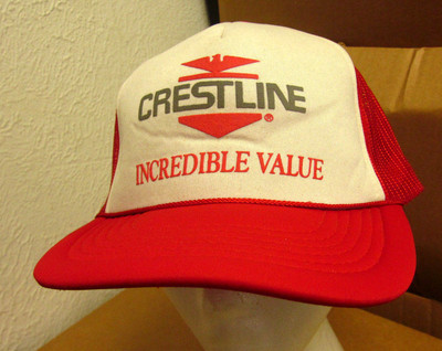 CRESTLINE logo vtg trucker cap windows manufacturer 1980s snapback hat ...