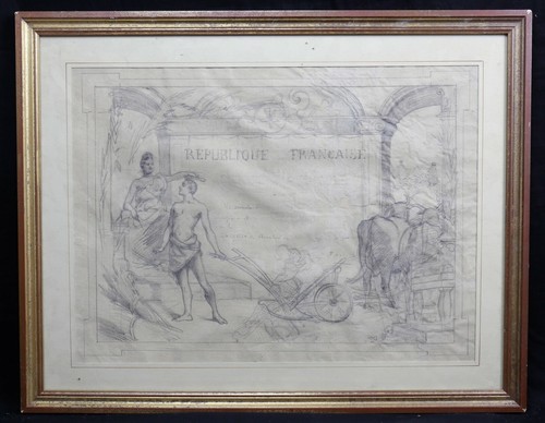 Emile L. Thivier (1858-1922) Diploma project pencil drawing Luçay-le ...