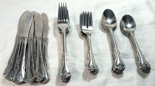 Pfaltzgraff 38 Pc. Flatware Set PFF41 Fleur de Lis Pattern Stainless ...
