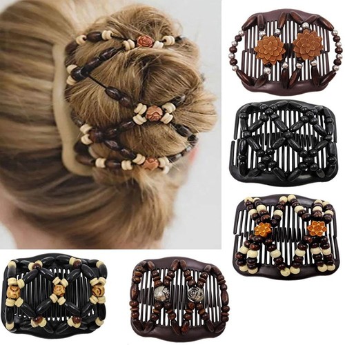 Resin Beads Hair Combs Fashion Magic Tuck Comb Ponytail Holder Women ...
