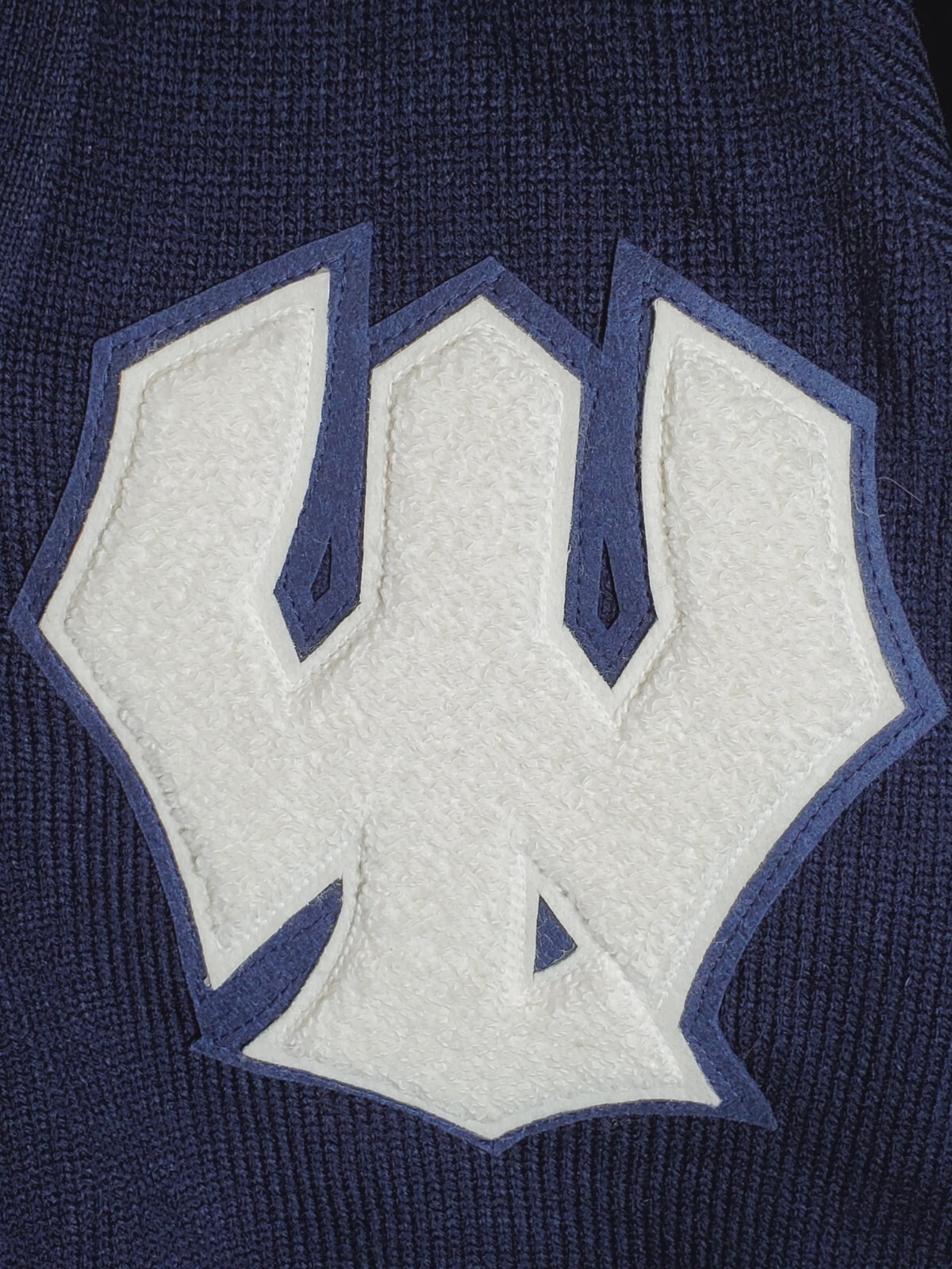 VTG Dress Code New York W&L Patch Varsity Cardigan Sweater Navy White ...