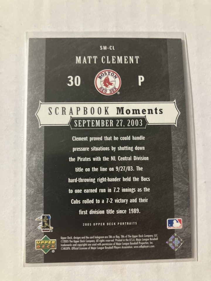 2005 Upper Deck Portraits Scrapbook Moments /250 Matt Clement #SM-CL | eBay