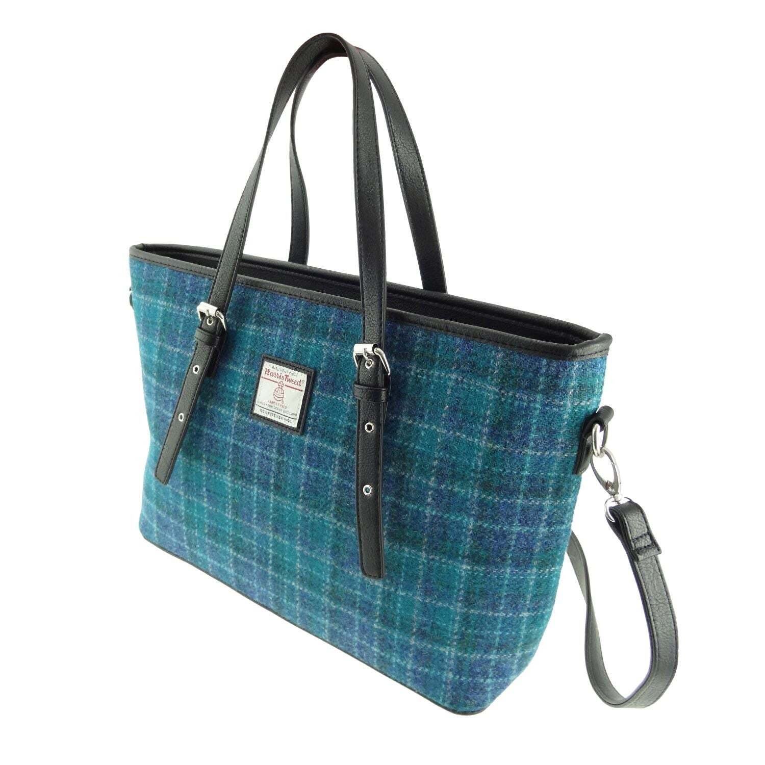 Harris Tweed Sea Blue Check Ladies Tote Grab Handbag | eBay UK