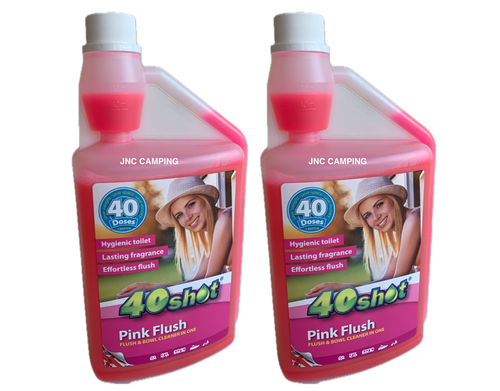 2 x 40 Shot Pink Cassette Chemical Rinse Toilet Fluid 1 Litre Caravan ...