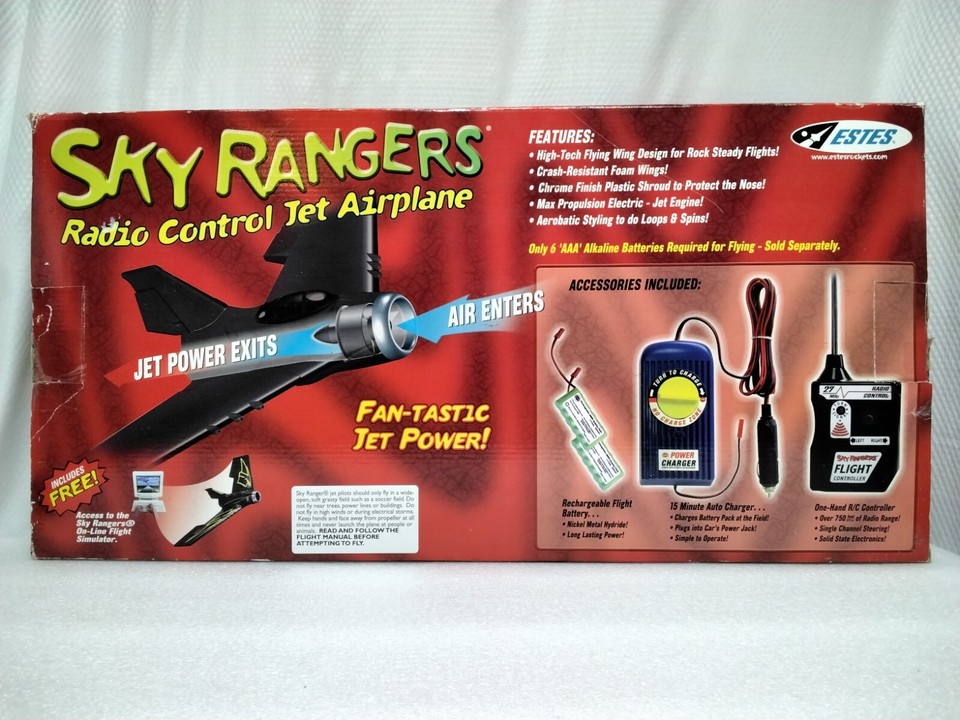 VINTAGE !! 2003 ESTES SKY RANGERS RADIO CONTROL JET WITH 33" WINGSPAN ...