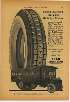 1922 Ajax Rubber Co. Ad: Ben Davis Motor Transport Co. Service? Motor ...