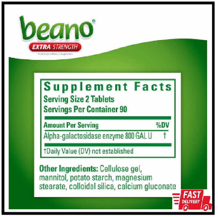 Beano Extra Strength Food Enzyme Dietary Supplement, 180 Tablets | eBay