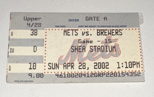 Brewers Mets MLB Ticket Stub Shea Stadium Hammonds Hernandez HR 4/28 ...