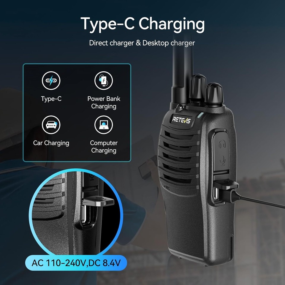 Retevis H777 Walkie Talkies Long Range 2W Rechargeable FRS Two Way ...