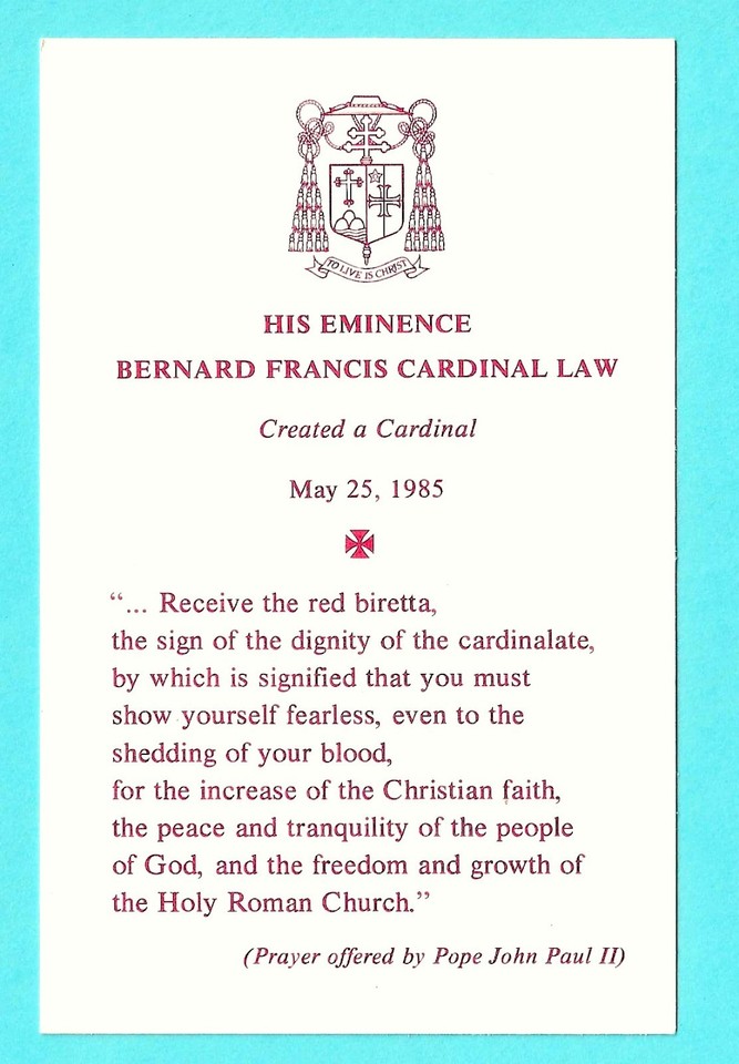 Saint Pope John Paul II "Created a Cardinal" Archbishop Bernard Law ...