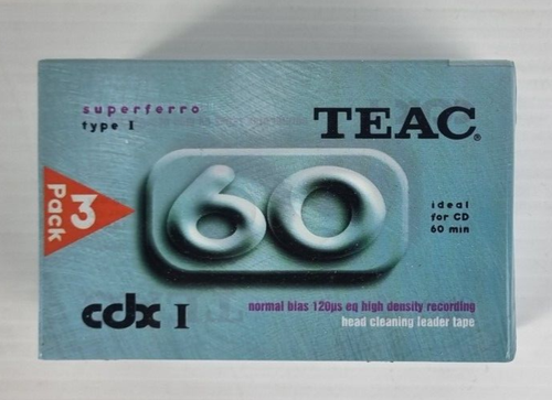 TEAC 3 Pack cdx 60 TYPE I Cassette Blank Audio Tape - New Sealed | eBay ...