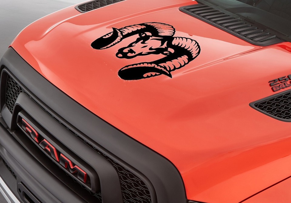 Ram Hood Decal , Red Vinyl Ram Sticker, Stripes Truck Compatible With ...