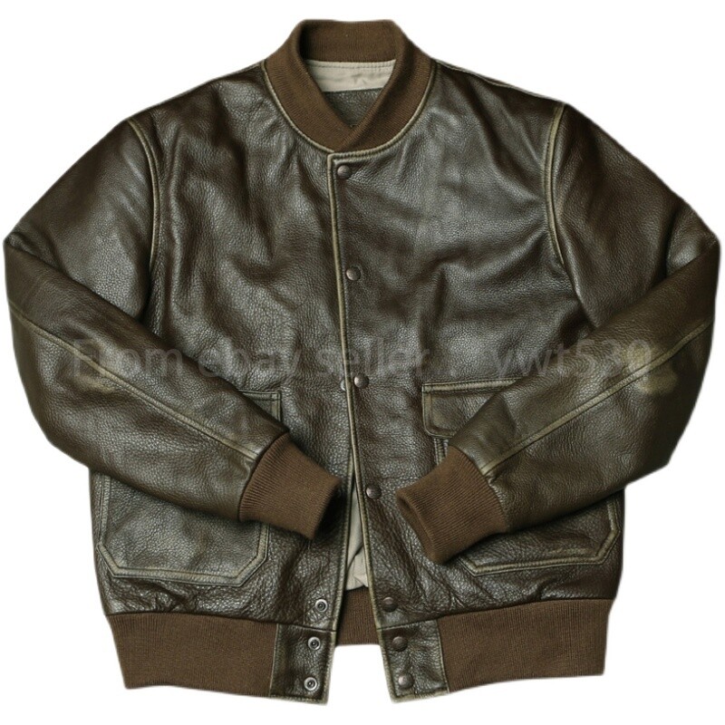 A1 Bomber Jacket Handaged Tea Core Leather Men's Vintage Leather Jacket ...