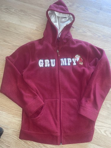 Disney Grumpy Hoodie Fleece Sweatshirt Red Full Zip Size medium | eBay