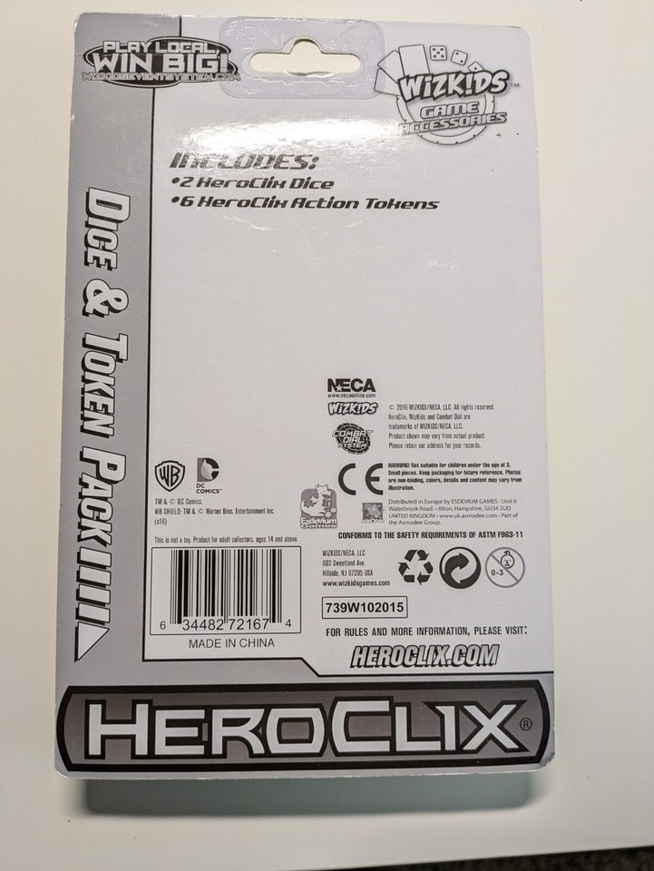 Heroclix DC Batman Dice & Token Pack 2016 Wizkids Action Tokens & Dice ...