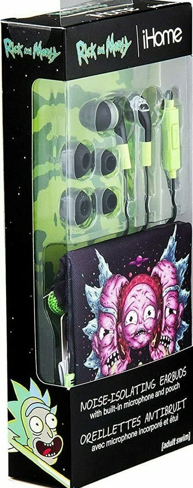 Rick and Morty Noise Isolating Earbuds with Built in Microphone and ...